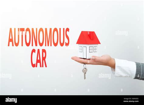 Sign Displaying Autonomous Car Business Concept Vehicle That Can Guide Itself Without Human