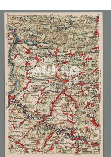 Mapa Hranice Čsr NĚmecko ČeskÁ Kamenice DĚČÍn Aukro