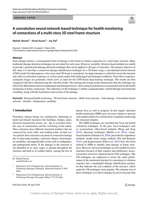 A Convolution Neural Network Based Technique For Health Monitoring Of