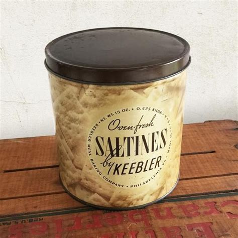 Vintage Food Tin Keebler Saltines Cracker Can General Store Etsy Rustic Country Kitchen