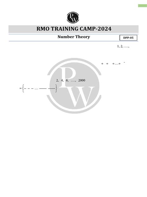 Number Theory Dpp 05 Rmo Training Camp 2024 Pdf Mathematical