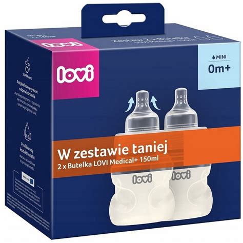 Set Of 2 Lovi Medical Bottles 2x 150 Ml Supervent 0m Pacifier Zestaw 2 Butelek Lovin Medical