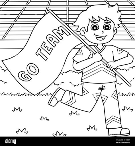 Cheerleading Male Cheerleader Holding A Flag Stock Vector Image And Art Alamy