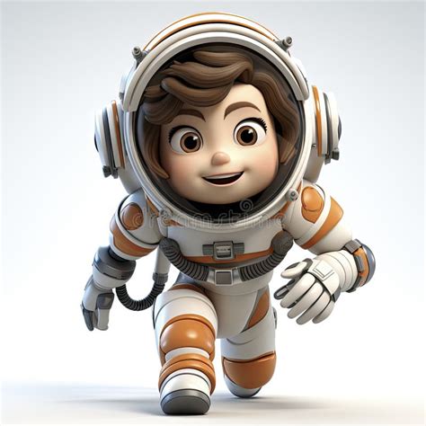 Joyful Animated Young Girl Astronaut Floating In Zero Gravity Stock Image Image Of Girl