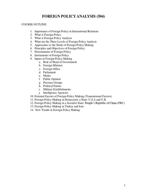 Class Notes Foreign Policy Analysis Pdf Rationality Policy