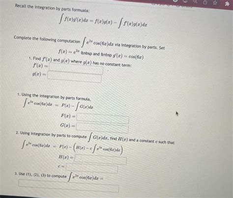 Solved Recall The Integration By Parts Formuala