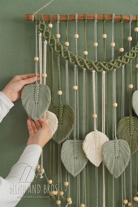 Colgante De Pared Con Hojas De Macramé Arte Grande De Macramé