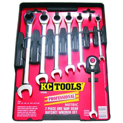 Kc Tools Spanner Set One Way Gear Ratchet 8mm 19mm 7 Pc Adg