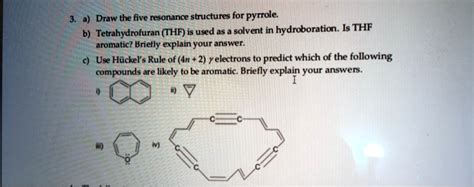 Solved Draw The Five Resonance Structures For Pyrrole Tetrahydrofuran