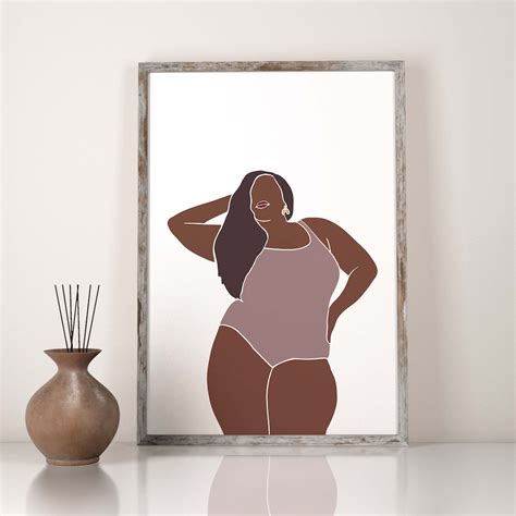 Big And Beautiful Black Woman Wall Art Art Instant Download Curvy Black