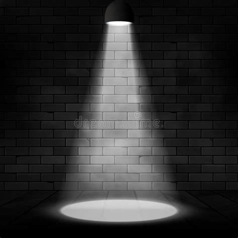 Vector Spotlight Illuminated Scene And Brick Wall Glow Effect