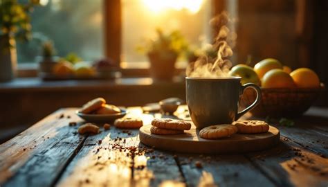 Free Golden Hour Treats Image Tea Mug Cookies Download At Stockcake