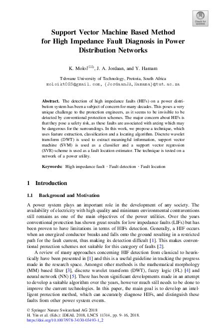 Pdf Support Vector Machine Based Method For High Impedance Fault Diagnosis In Power