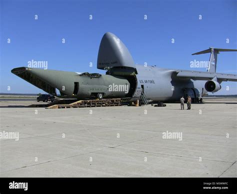 A C 130 Training Fuselage Is Loaded Onto A C 5 Galaxy For Transport To
