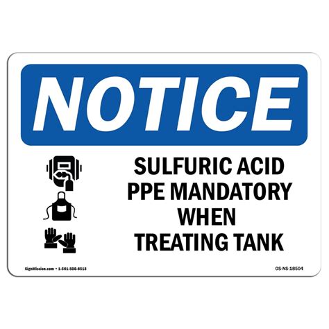 Osha Notice Sign Sulfuric Acid Ppe Mandatory Sign With Symbol Decal