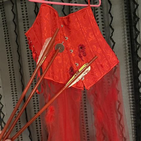 Arrow Pierced Devil Corset Costume With Feathers And Depop