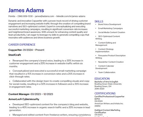 8 Copywriter Cv Examples [ Free Templates]