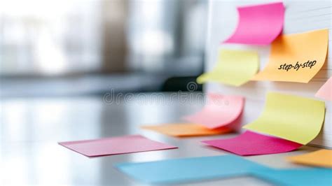 Colorful Sticky Notes Attached To A Whiteboard Guide A Step By Step