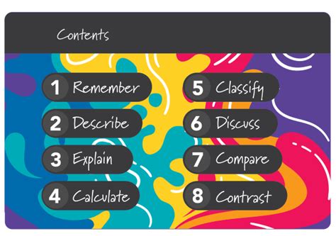 Task Verb Keyrings Set Of 10 Study Aid For Grades 4 10