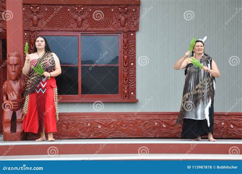 Maori Dancers In Traditional Costume Hamilton New Zealand Editorial