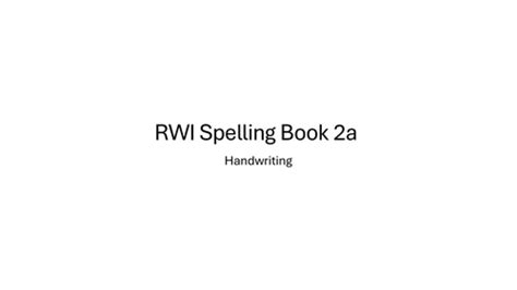 Unlooped Cursive Handwriting To Match Rwi Spelling Scheme Book 2