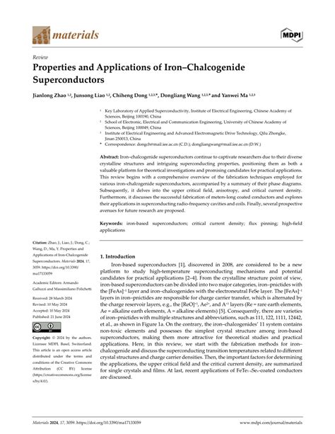 Pdf Properties And Applications Of Iron Chalcogenide Superconductors
