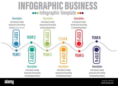6project 6months 6yearmodern Timeline Diagram With Progress Circle Presentation Vector