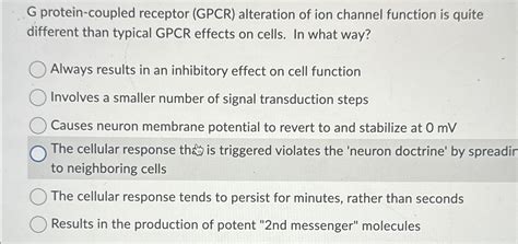 Solved G Protein Coupled Receptor Gpcr ﻿alteration Of Ion
