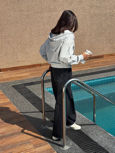 Grey Oversized Double Zipper Hoodie For Women Nith Clothing