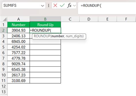 How To Use The Roundup Function In Excel Myexcelonline
