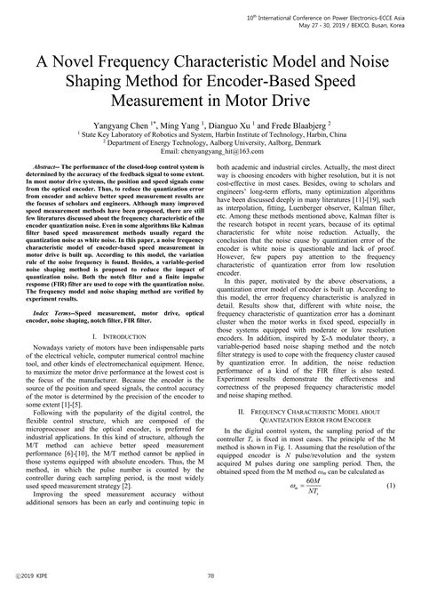 A Novel Frequency Characteristic Model And Noise Shaping Method For Encoder Based Speed