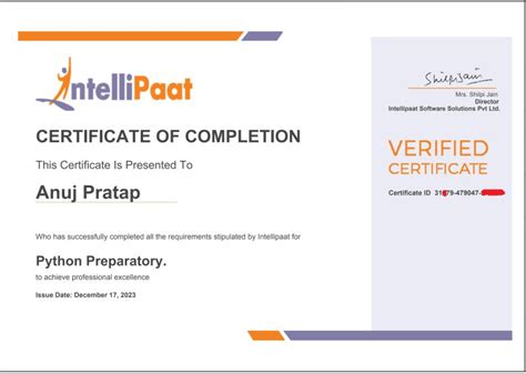 Earned Python Certification From Intellipaat Anuj Pratap Posted On