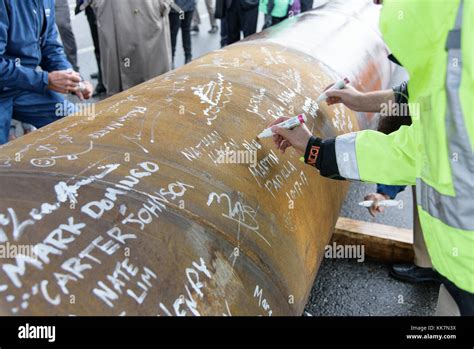October 2017 Hundreds Of Steel Support Piles Like This One Signed By Attendees During A