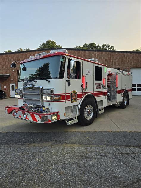 A White Fire Engine Potomac Valley Fire Company Volunteer