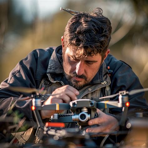 Photographer Assembling Drone Camera Premium Ai Generated Image