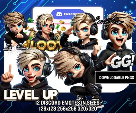Blonde Gamer Guy Discord Emotes 12 Png Streamer Emoticons Digital