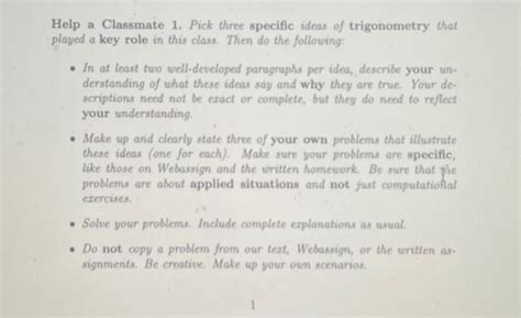 Solved Help A Classmate 1 Pick Three Specific Ideas Of