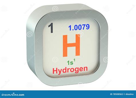 Hydrogen As Element 1 Of The Periodic Table 3d Illustration On Blue