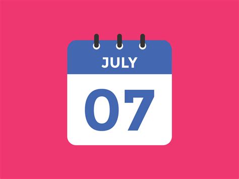 Recordatorio Del Calendario Del 7 De Julio Plantilla De Icono De
