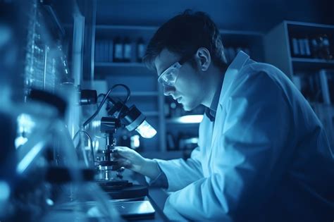 Premium Ai Image Scientist Working With Microscope In Laboratory