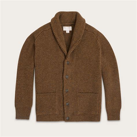 Bristol Cardigan Sweater By Filson Heather Brown Brown