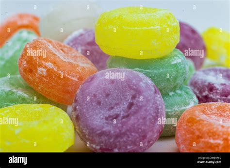 Colorful Sweet Flavoured Boiled Sweets Candies Candy On White Black Background Hard Candy