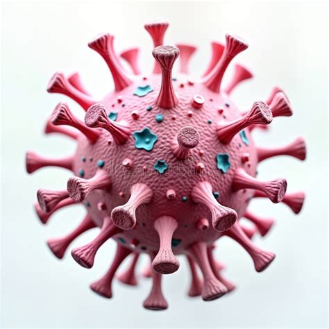 3 ª Ilustración Del Virus Helicoidal Virus Rosa Con Detalles Turquesa