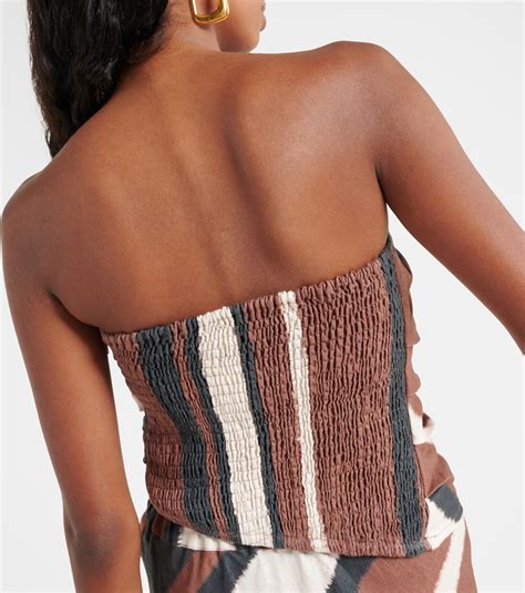 Setubal Striped Linen Tube Top In Brown Faithfull Mytheresa