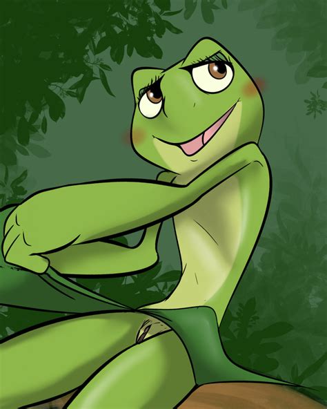 Rule 34 Amphibian Anthro Blush Disney Disney Princess Female Flat Chested Frog Genitals Hi Res