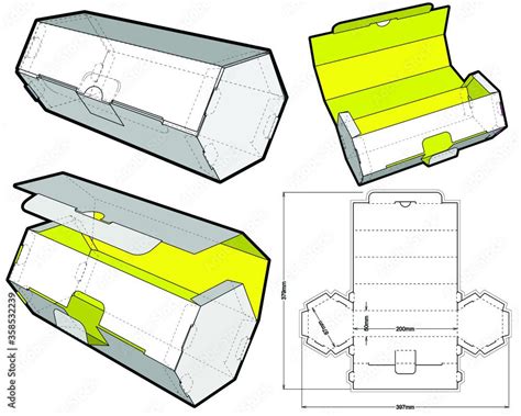 Packaging Template Design Hexagonal Self Assembly And Die Cut Pattern