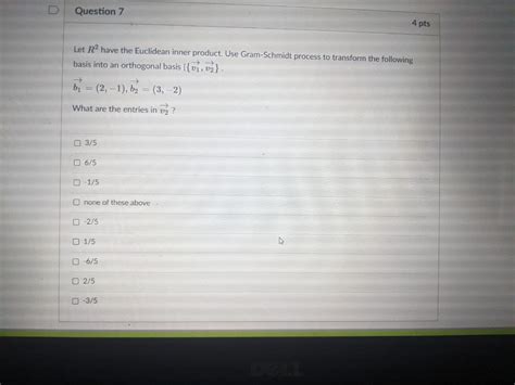 solved question 7 4 pts let r2 have the euclidean inner