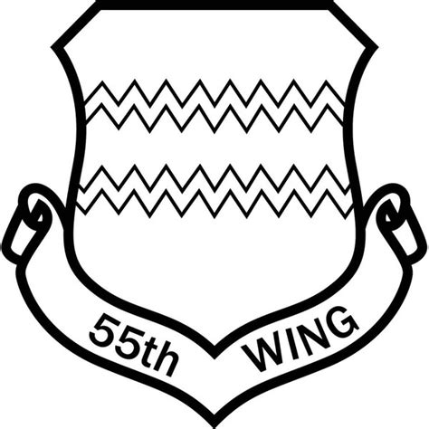 Airforce 55th Wing Patch Vector File Black White Vector Outl Inspire
