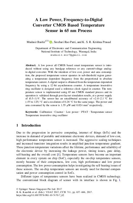 Pdf A Low Power Frequency To Digital Converter Cmos Based