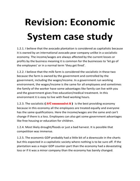 Economic Systems Case Study Capitalism Vs Socialism